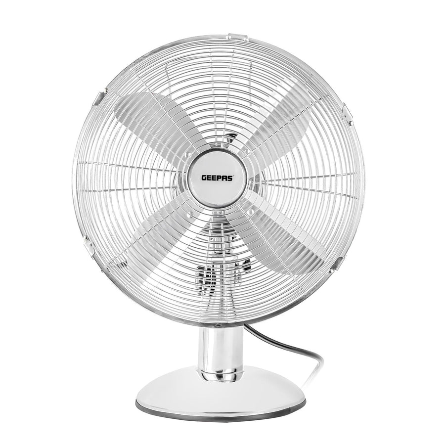 Silver and Copper Portable 12-Inch Metal Desk Fan | Geepas UK