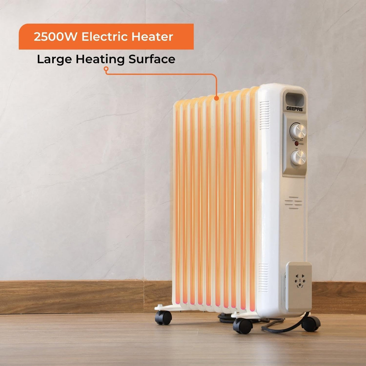 Portable Electric Heater with Adjustable Thermostat - Oil Radiator