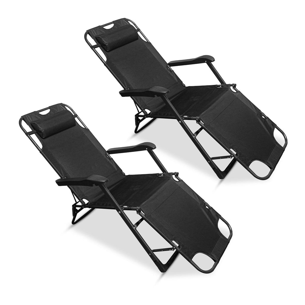 Pack Of 2 Portable Reclining Outdoor Chairs Loungers