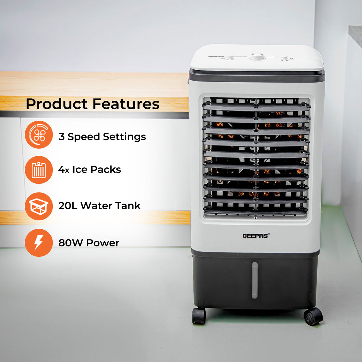 7L Air Cooler Portable Air Conditioner with 3 Speed Setting | Geepas