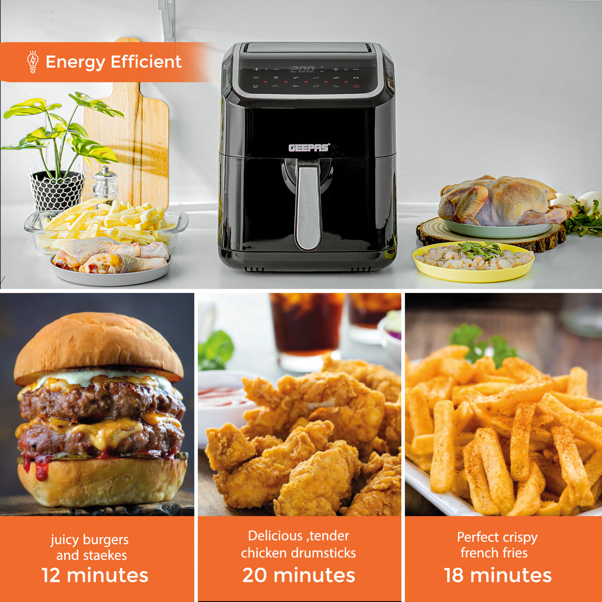 5L Digital Instant Vortex Air Fryer + Free Recipe E-Book | Geepas UK