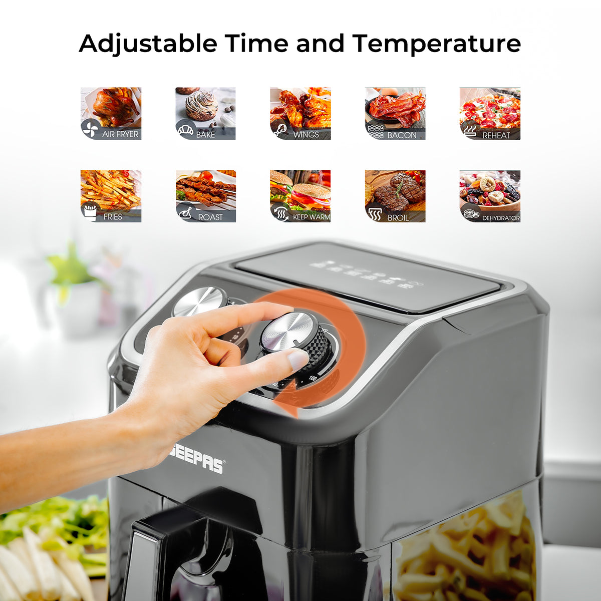 5L Non-Stick Energy Efficient Manual VORTEX Air Fryer | Geepas UK