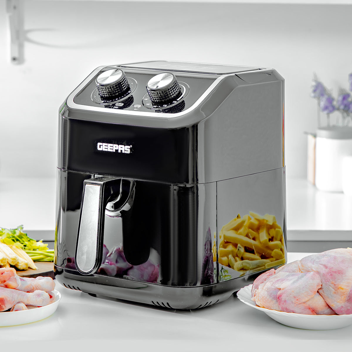 5L Non-Stick Energy Efficient Manual VORTEX Air Fryer | Geepas UK