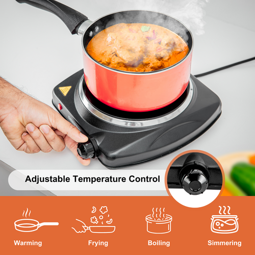 Single Portable Ceramic Hot Plate, 1200W, Single Burner Cooktop