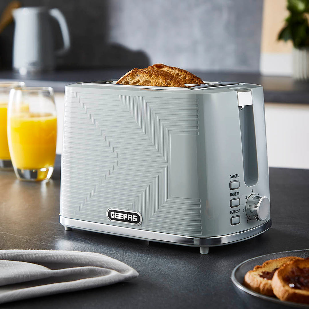 Grey 2-Slice Bread Toaster With 7-Level Browning Control | Geepas UK