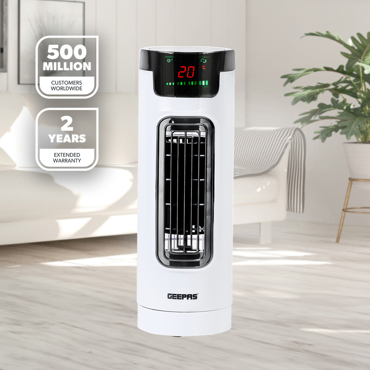 30W Remote Controlled Three-Speed Mini Tower Fan | Geepas UK