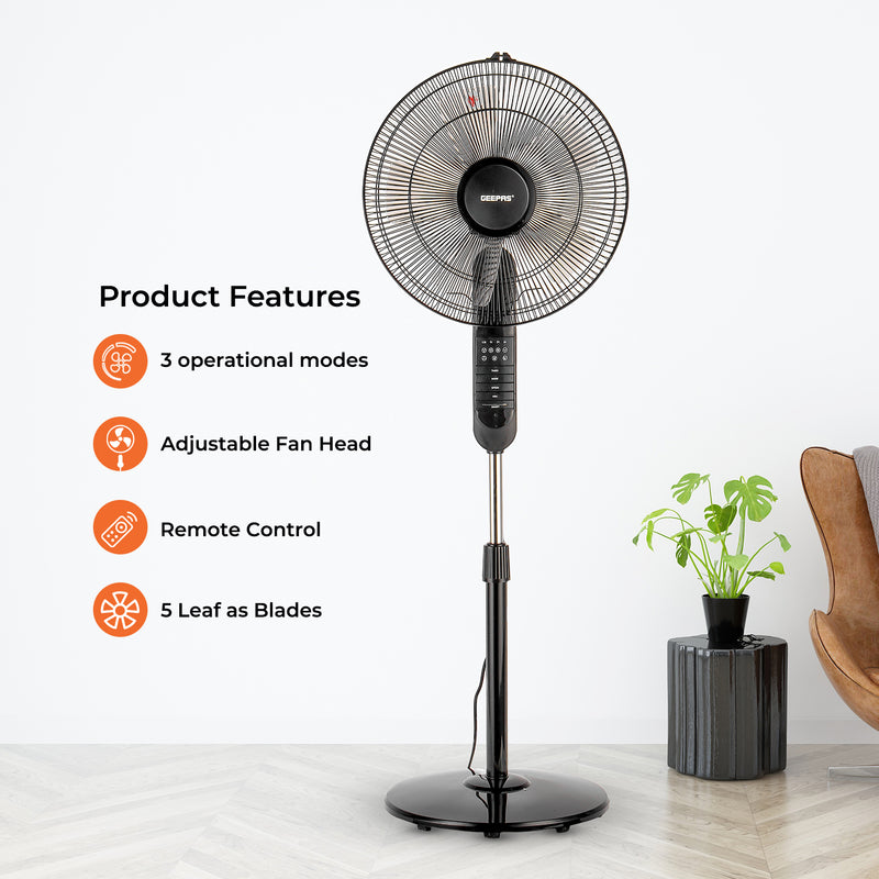 16-Inch Powerful Oscillating Pedestal Fan with 3 Speeds | Geepas UK