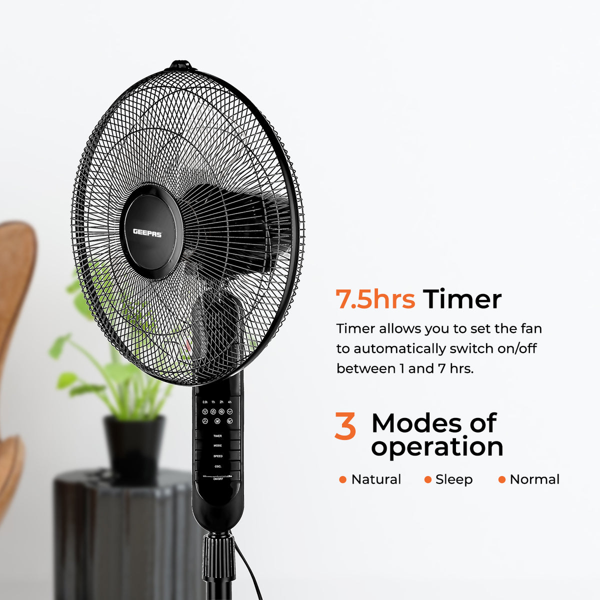 16-Inch Powerful Oscillating Pedestal Fan with 3 Speeds | Geepas UK