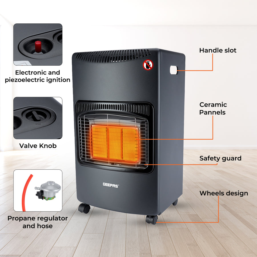 4.2kw Portable Electric Butane Ceramic Gas Heater | Geepas UK