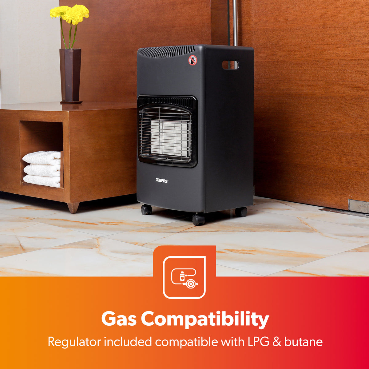4.2kw Portable Electric Butane Ceramic Gas Heater | Geepas UK