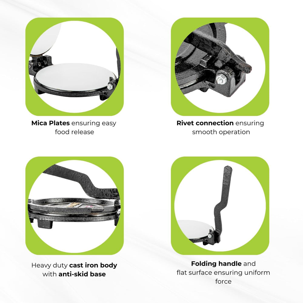 17.5cm Non-Stick Cast Iron Manual Chapati Maker | Royalford UK