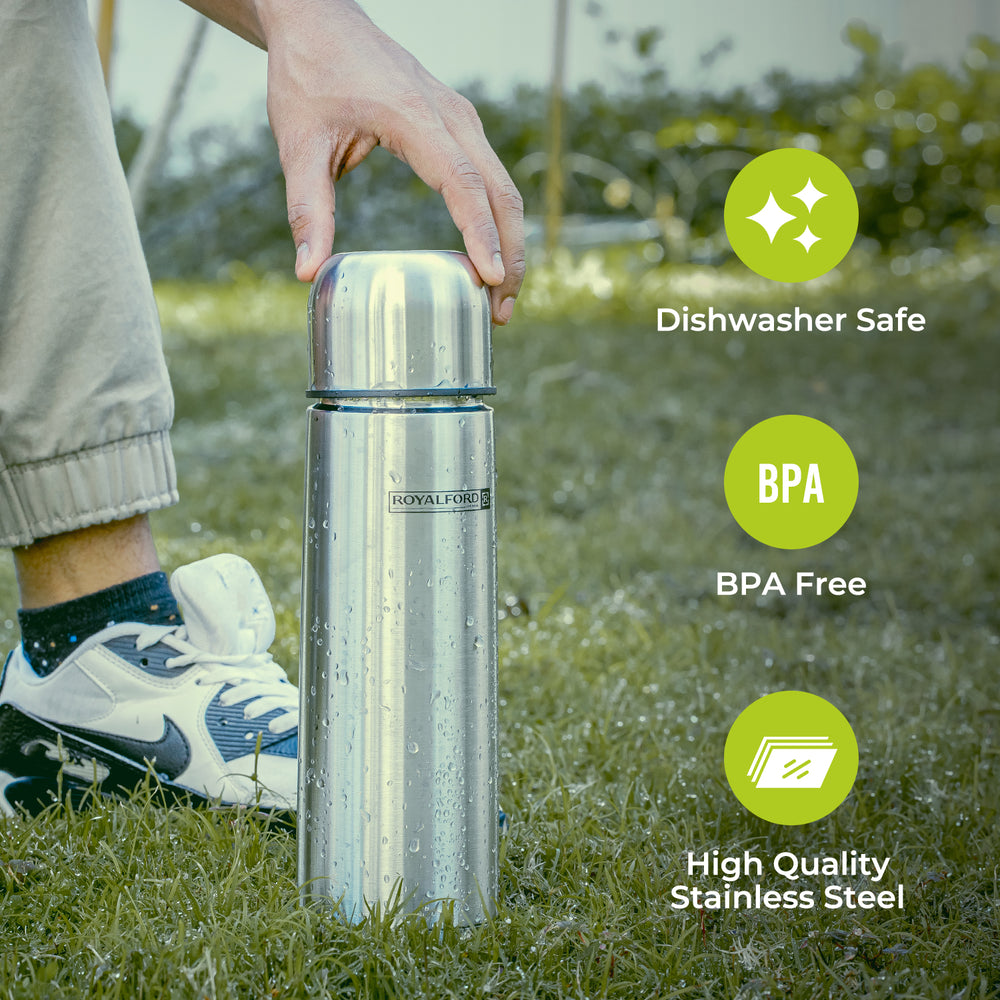 750ml Double Walled Stainless Steel Flask Bottle | Royalford UK