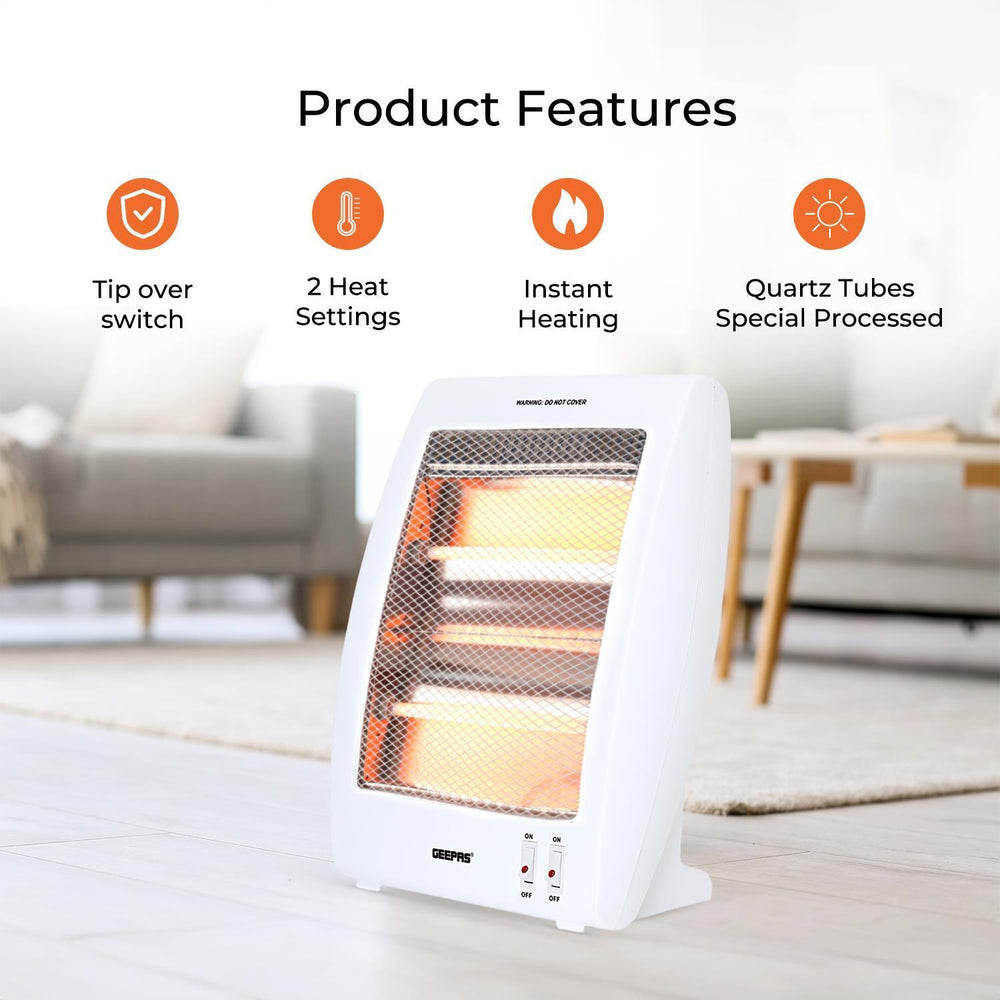 Portable Upright Electric Quartz Halogen Heater 800W | Geepas UK