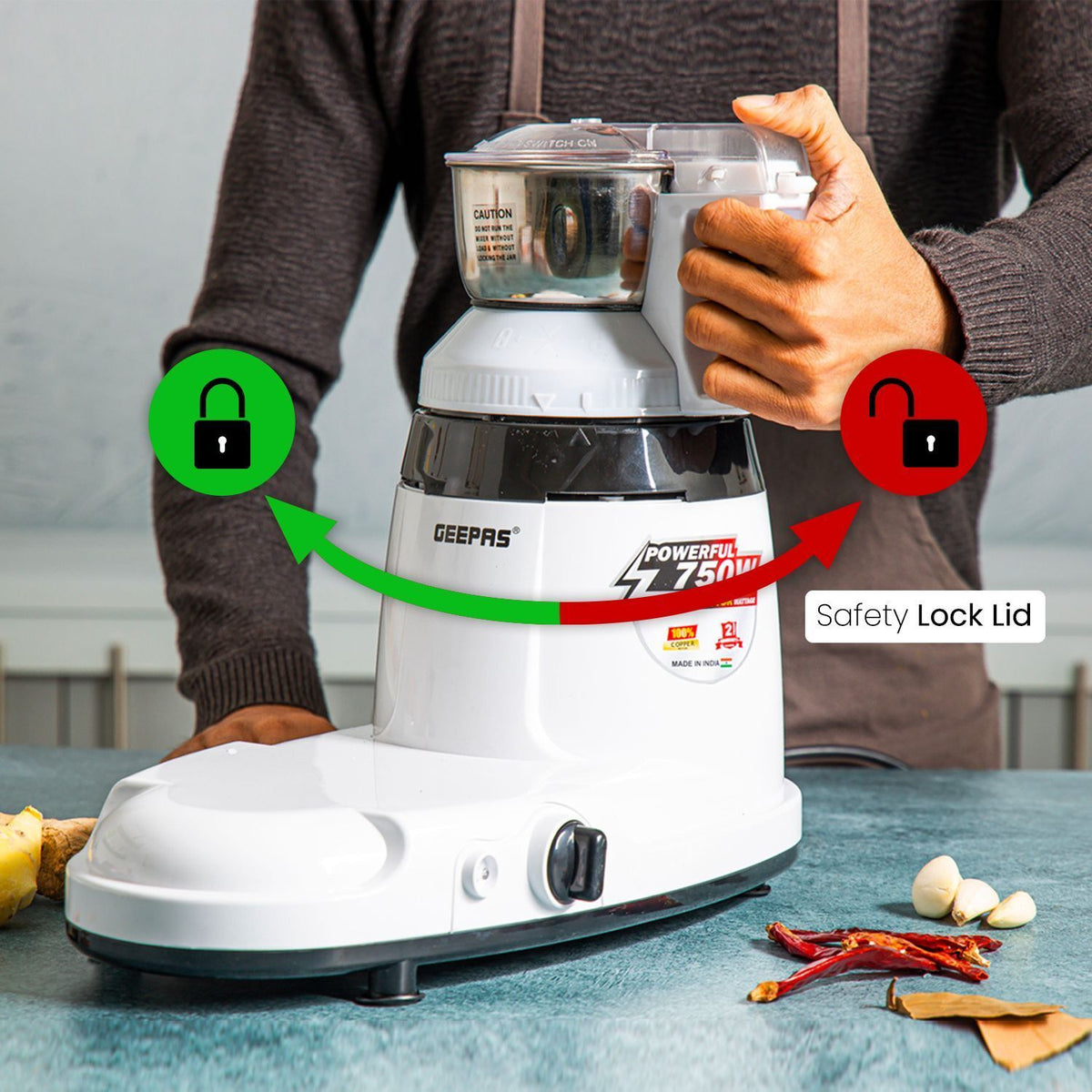 Indian Mixer Wet and Dry Grinder Versatile Blender For Spice Mixing