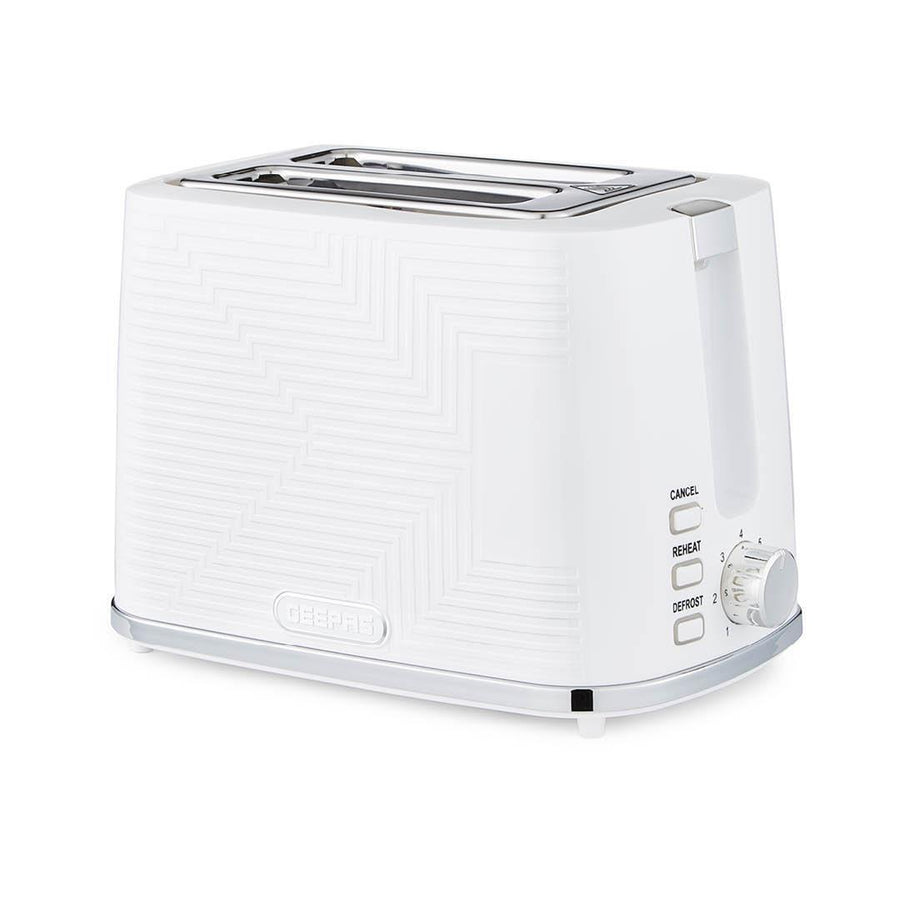 White 2-Slice Bread Toaster With 7 Level Browning Control | Geepas