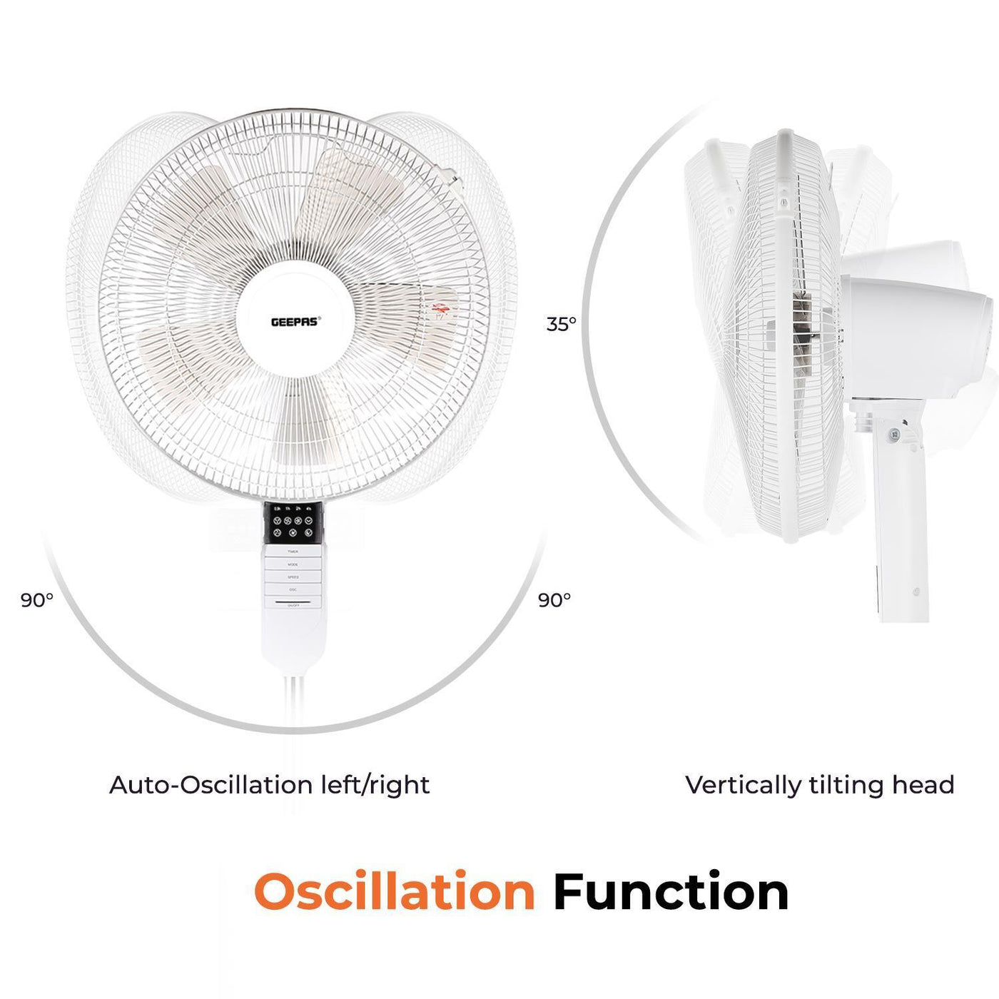 16'' Portable White Remote Controlled Pedestal Fan | Geepas UK