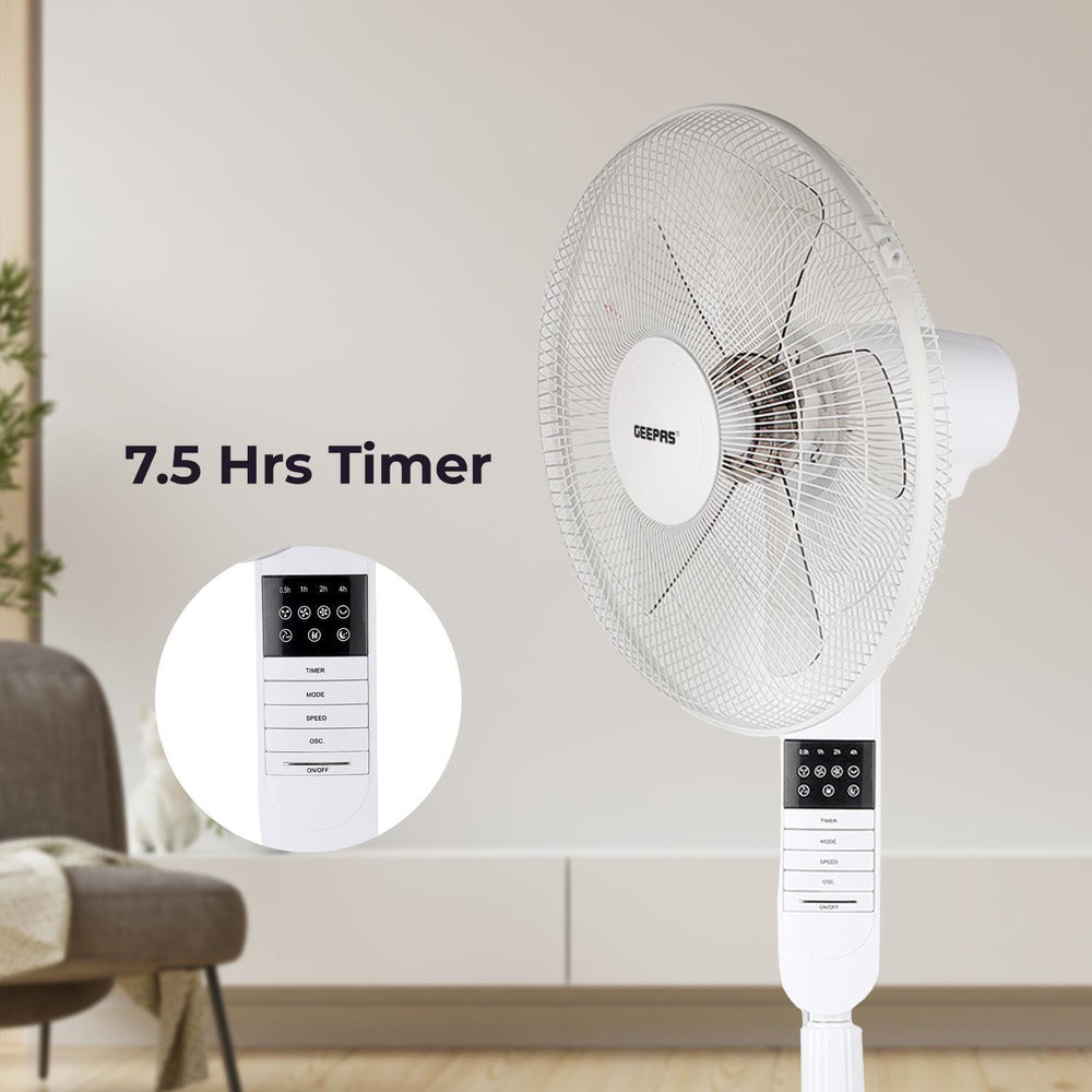 16'' Portable White Remote Controlled Pedestal Fan | Geepas UK