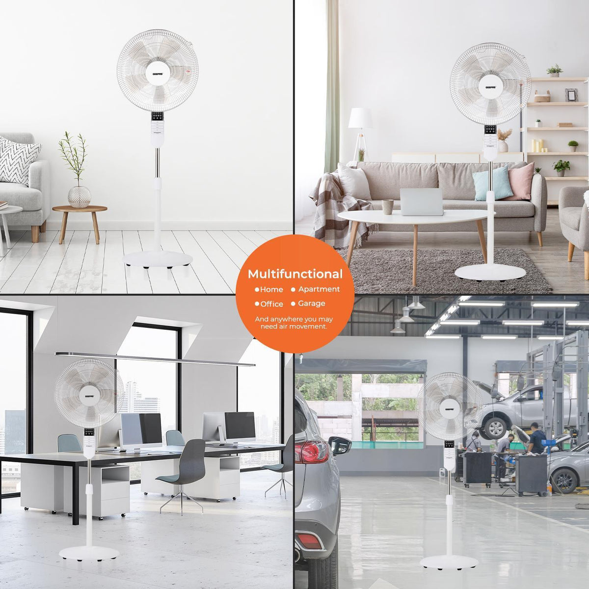 16'' Portable White Remote Controlled Pedestal Fan | Geepas UK