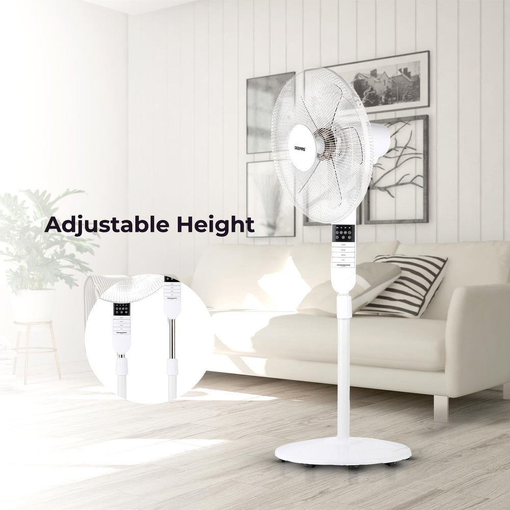 16'' Portable White Remote Controlled Pedestal Fan | Geepas UK