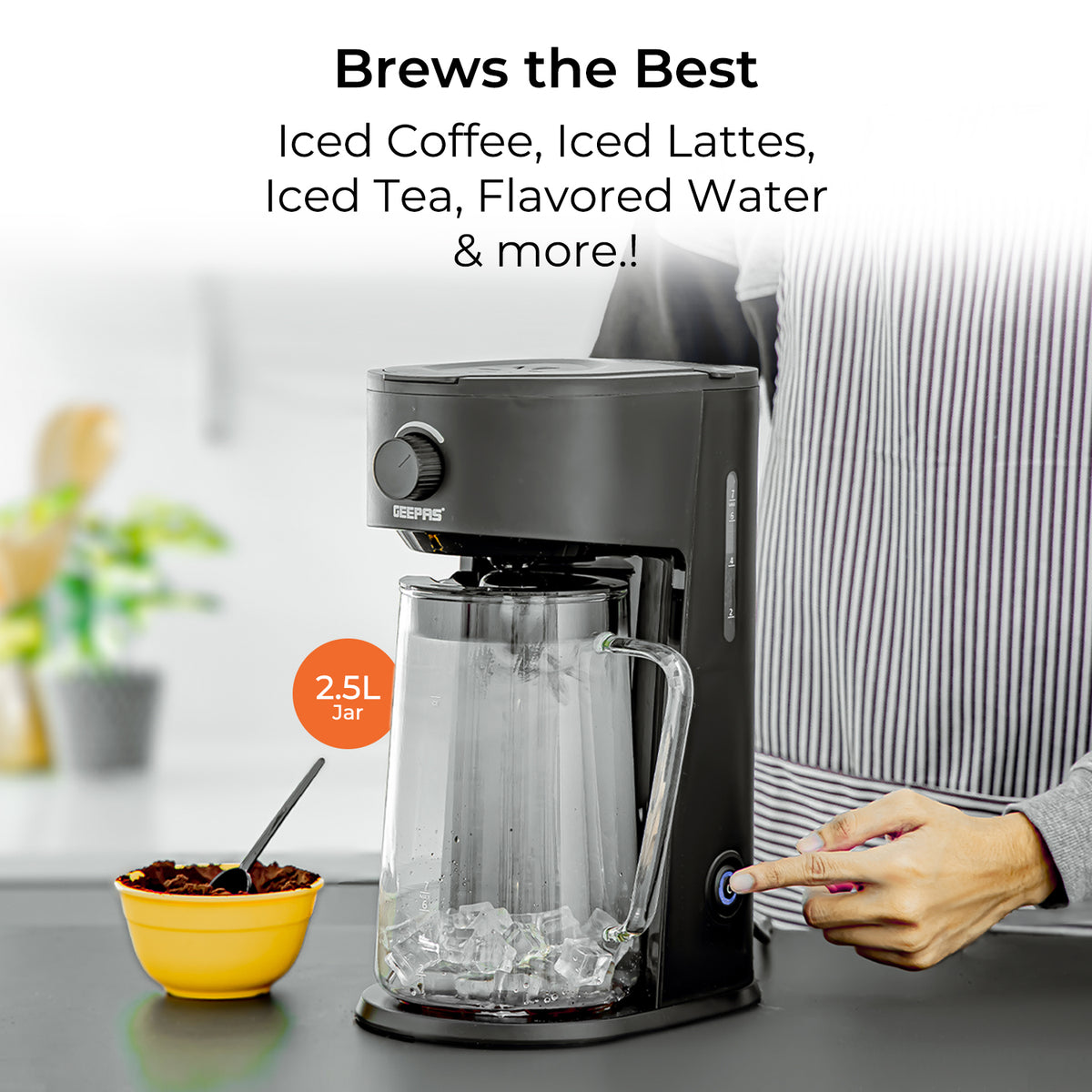 2.5L Iced Tea and Iced Coffee Machine With Strength Control | Geepas