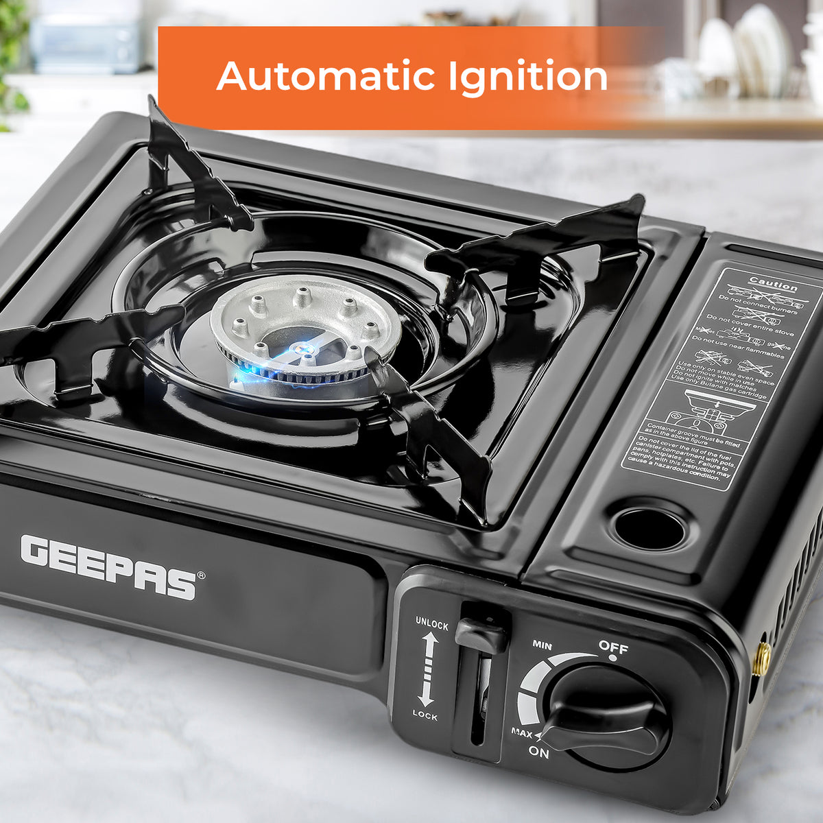 2-In-1 Single Burner Portable Stainless Steel Gas Stove | Geepas UK