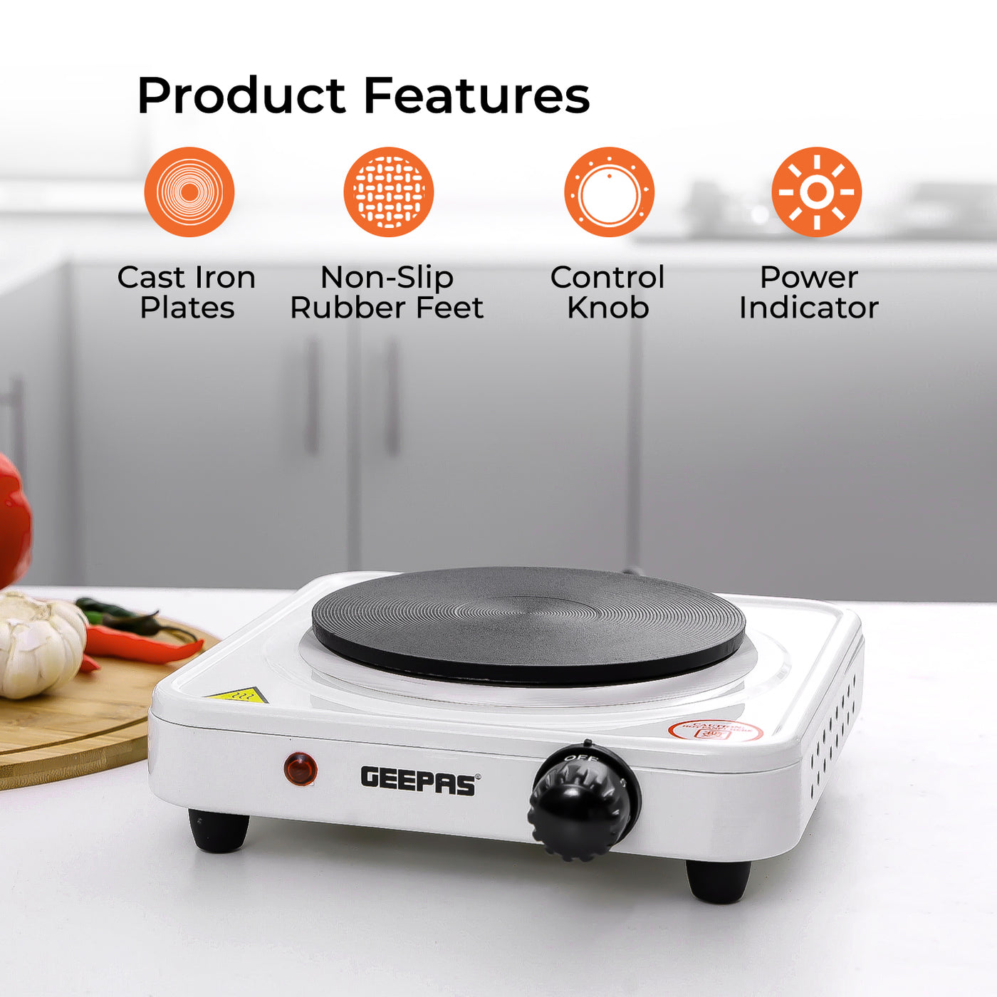 Universal Portable Electric Single Hot Plate Cooker | Geepas UK