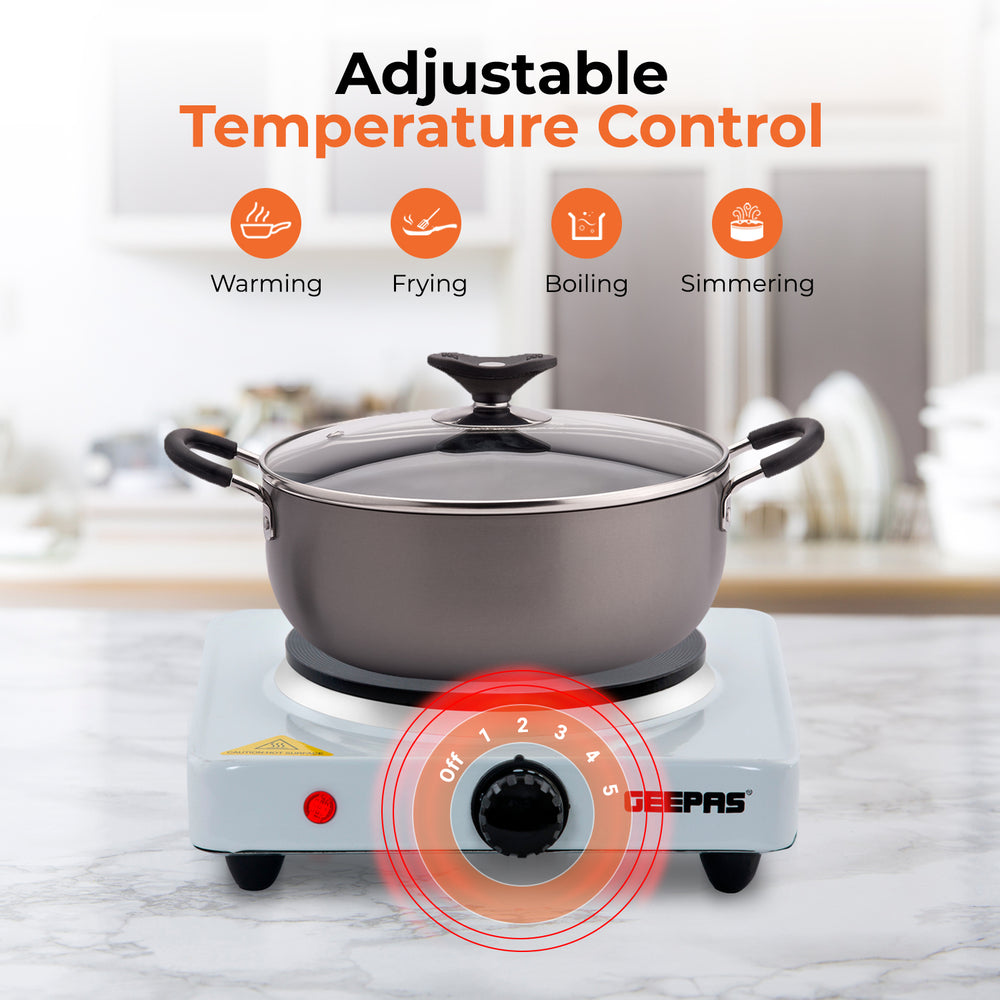 Universal Portable Electric Single Hot Plate Cooker | Geepas UK