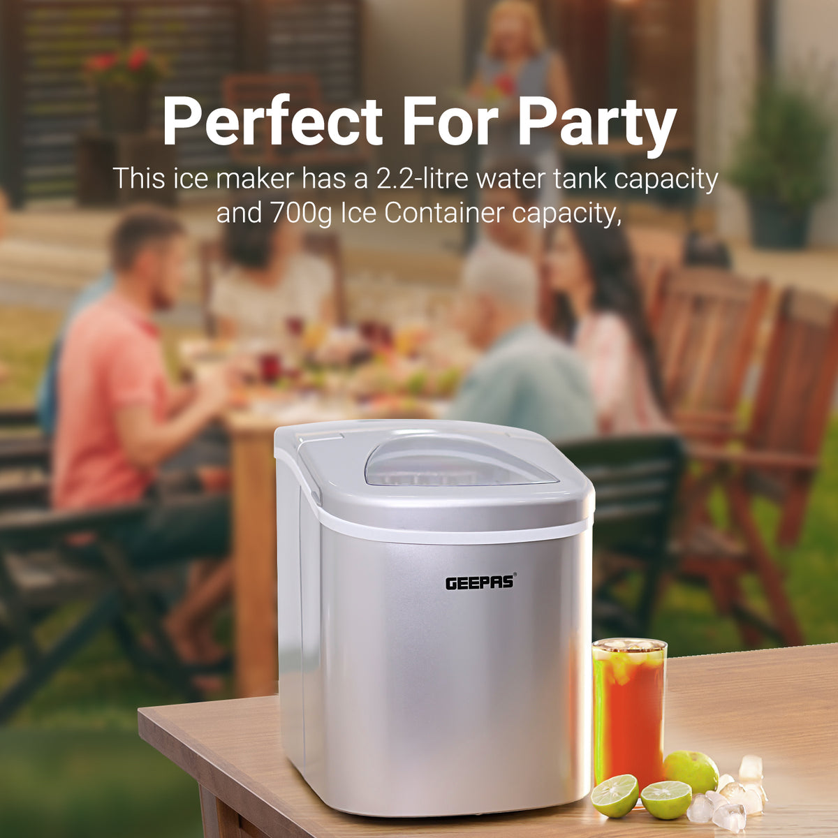 Countertop Electric Ice Cube Making Machine 2.2L | Geepas UK