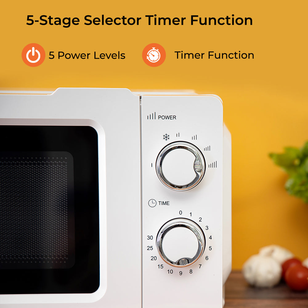 20L White Freestanding Manual Microwave Oven 700W | Geepas UK