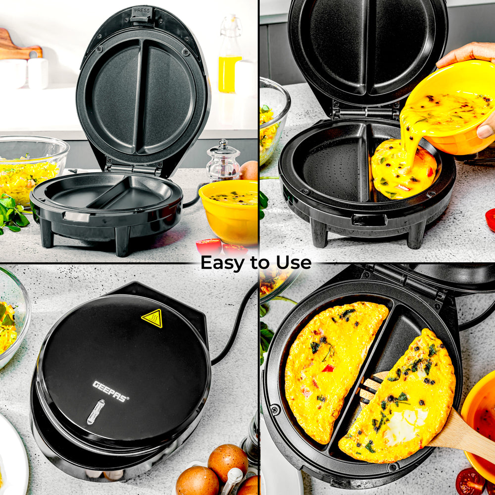 Two-Slice Electric Non-Stick Omelette Maker | Geepas UK
