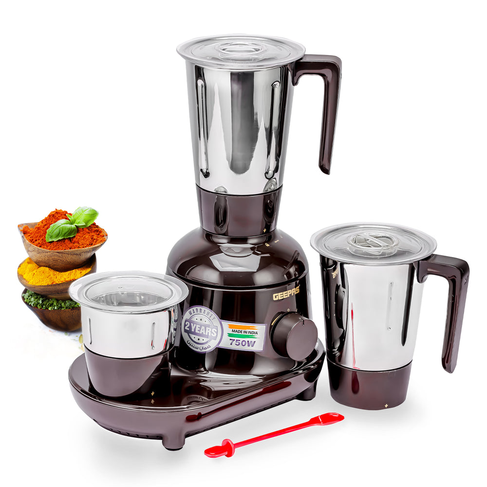 3-in-1 Heavy-Duty Wet & Dry Indian Mixer Grinder 750W | Geepas UK
